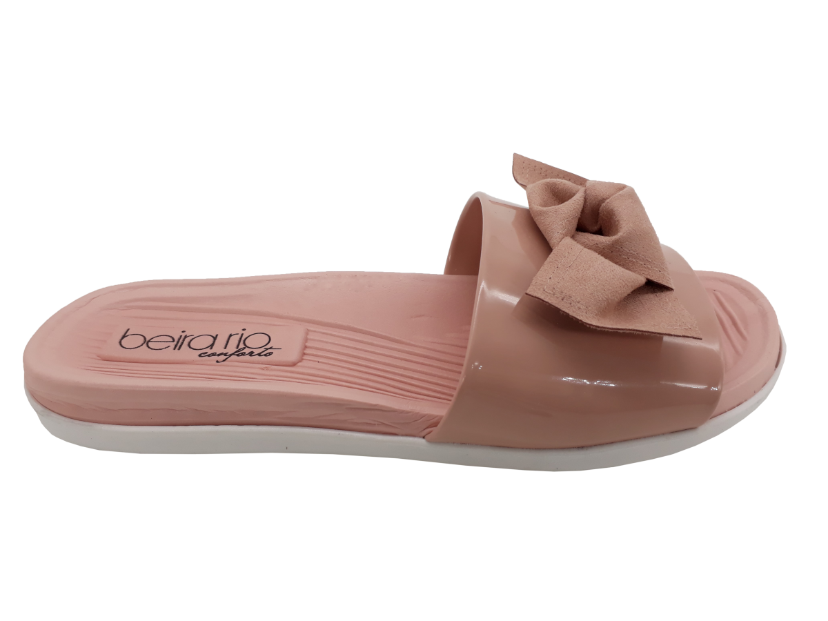 Rasteirinha Feminina Flat Beira Rio Conforto Verniz com Laço