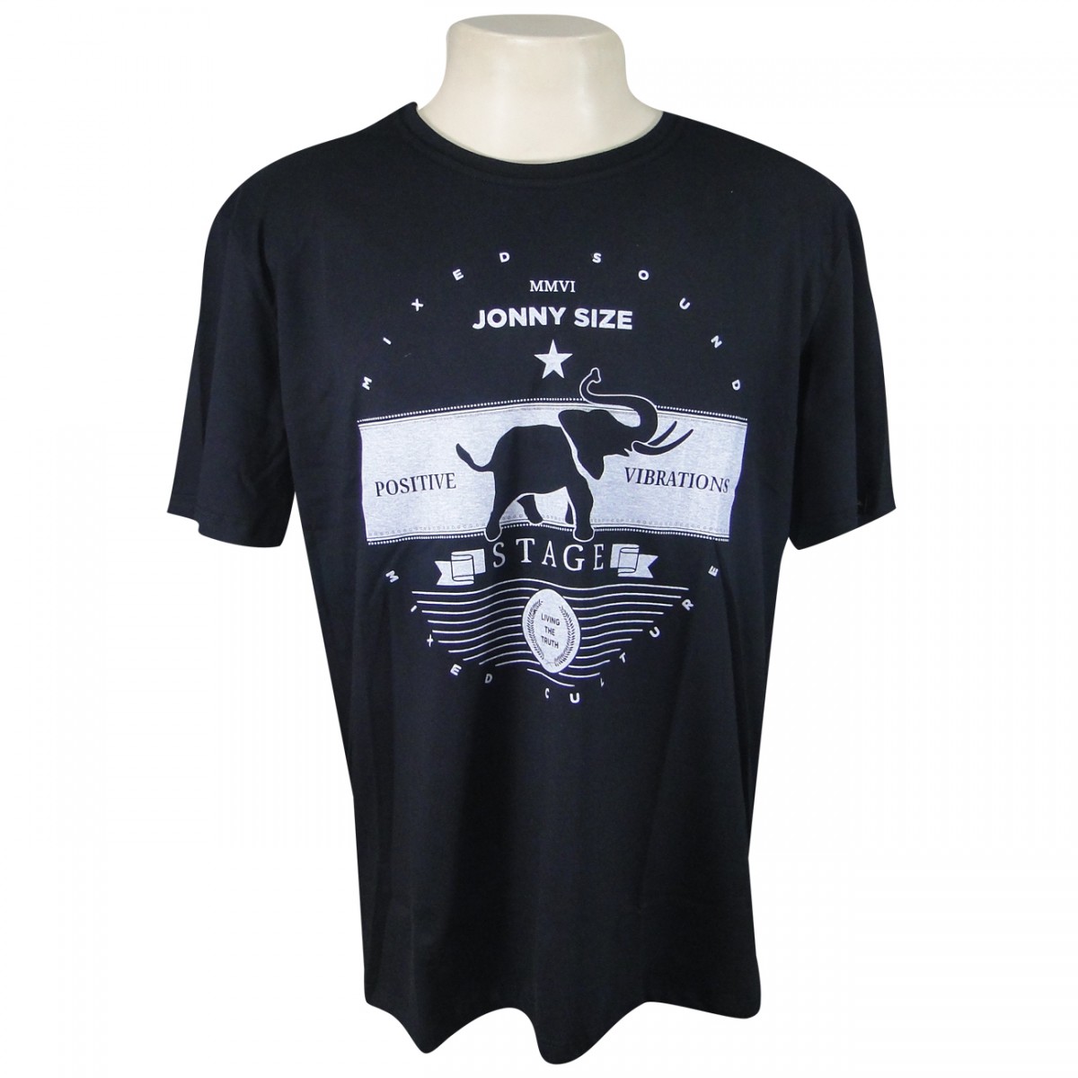 Camiseta Jonny Size Mixed Sound 3011611056 - Preto/Branco - Chuteira ...
