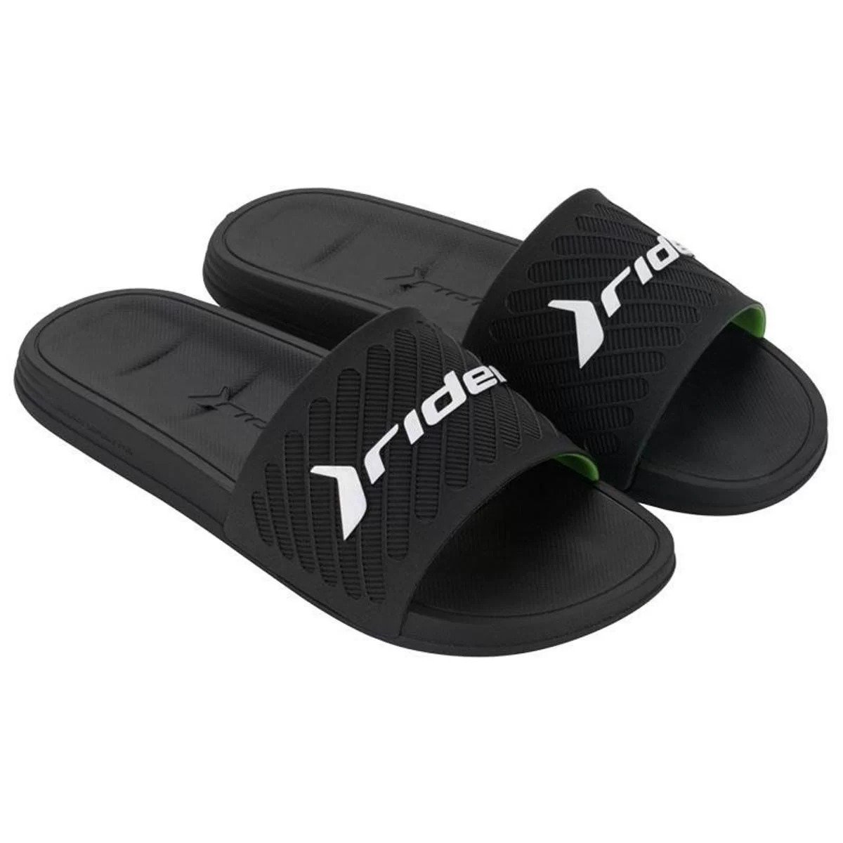 Chinelo Rider Free Ii 12323 Slide 12323 AV709 - Preto/Branco/Verde ...
