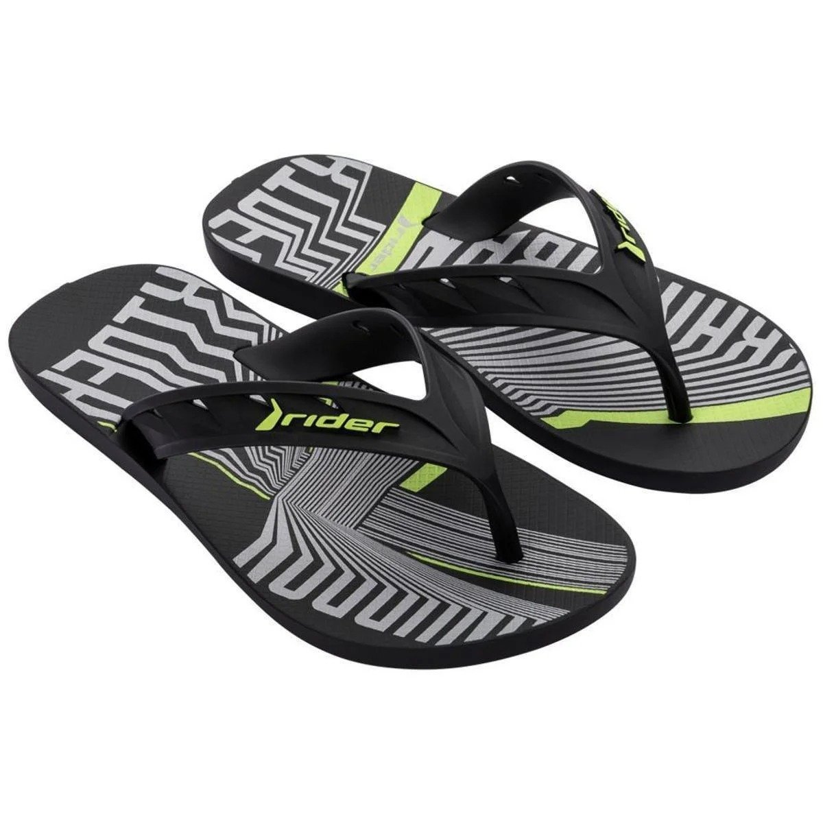 Chinelo Rider Street City 12107 12107 AH384 - Preto/Preto/Cinza ...