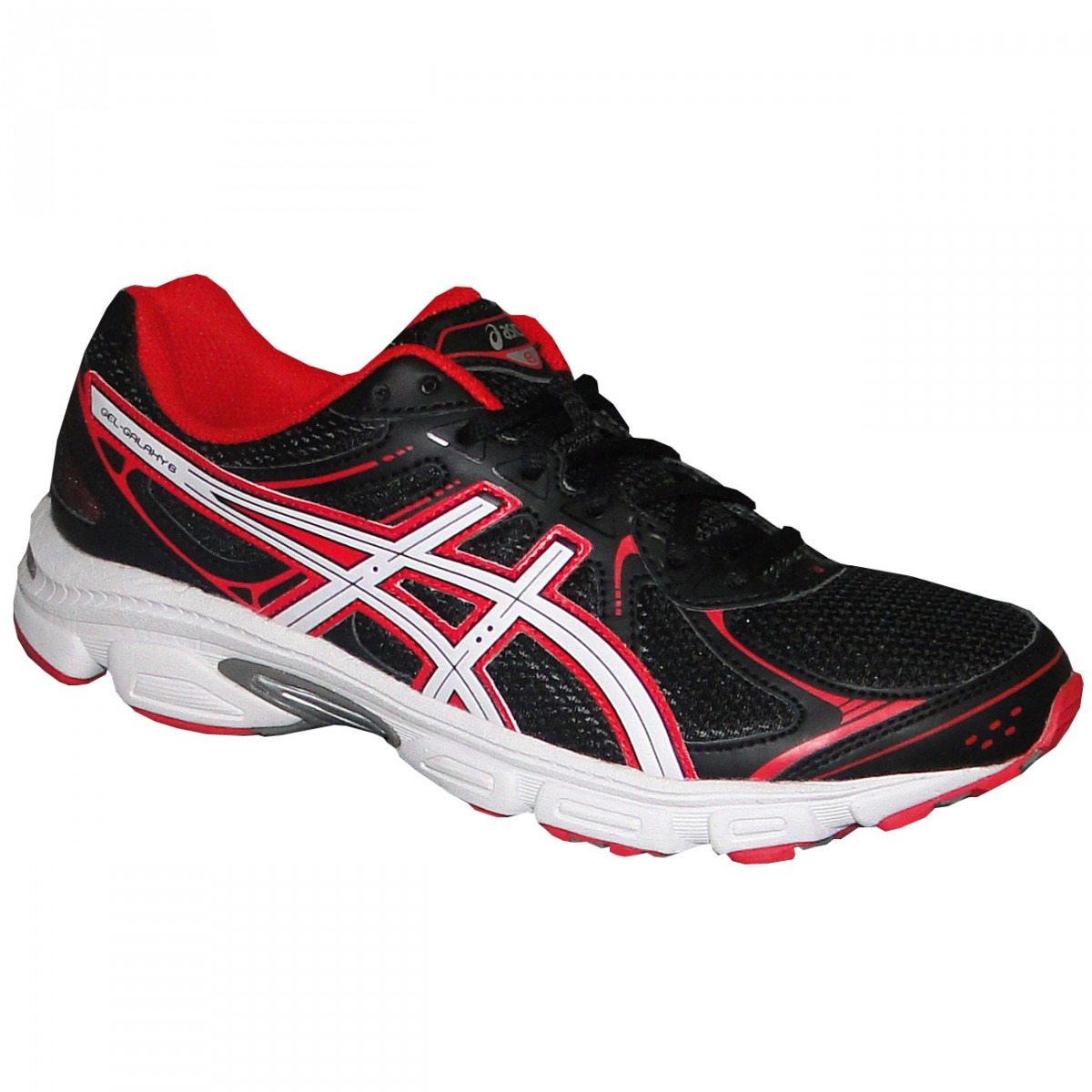 Tenis Asics Gel-Galaxy 6 T332N 9001 - Preto/Branco/Vermelho - Chuteira ...