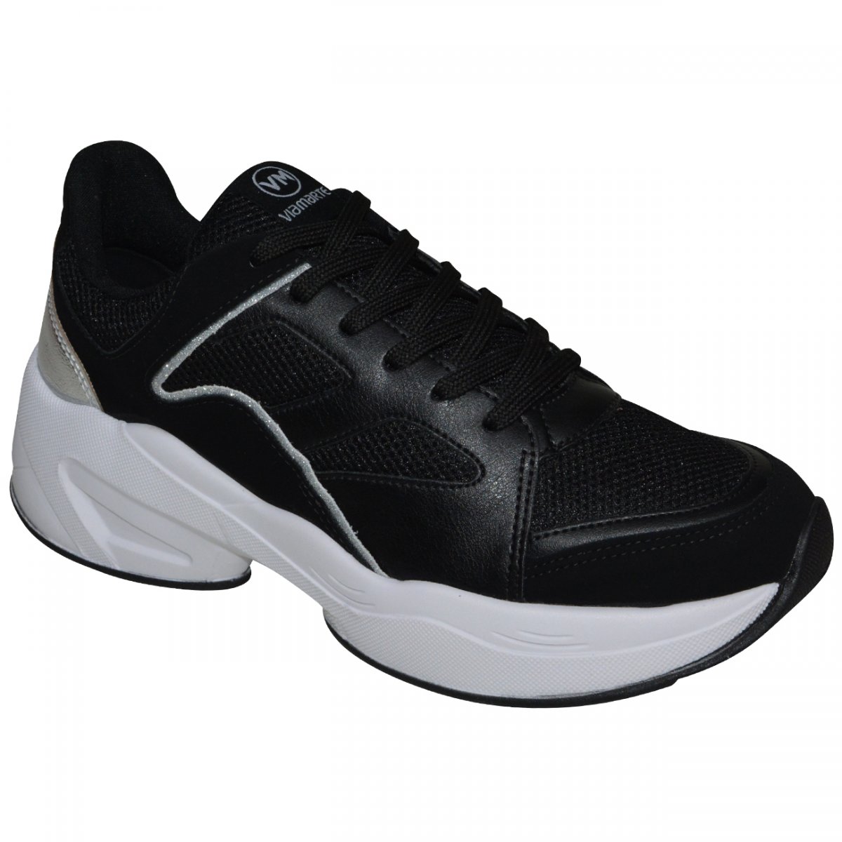 Tenis Via Marte 20-6504 20-6504 - Preto/prata - Chuteira Nike, Adidas ...