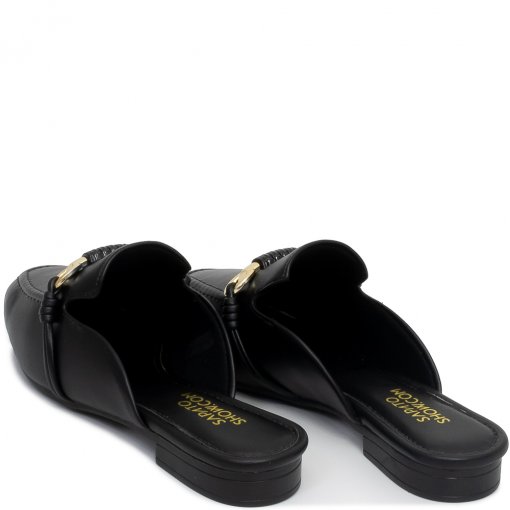 Mule Feminino Fivela Bico Quadrado Sapato Show 14659 - Soft Preto ...