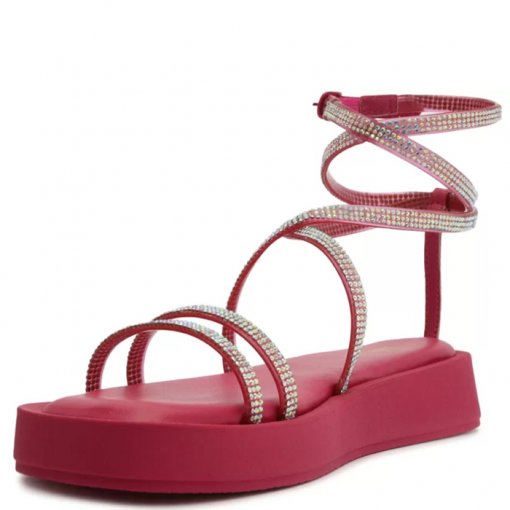 Sandália Papete Com Tiras de Strass Glam Anacapri C303530012 - Pink ...