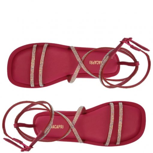 Sandália Papete Com Tiras de Strass Glam Anacapri C303530012 - Pink ...