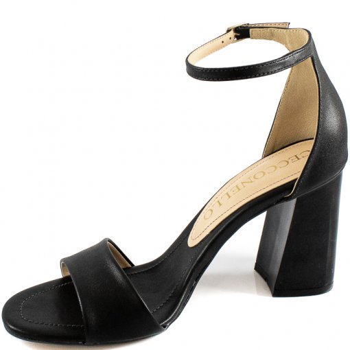 Sandália Feminina Salto Bloco Cecconello 14490002 - Couro Preto ...
