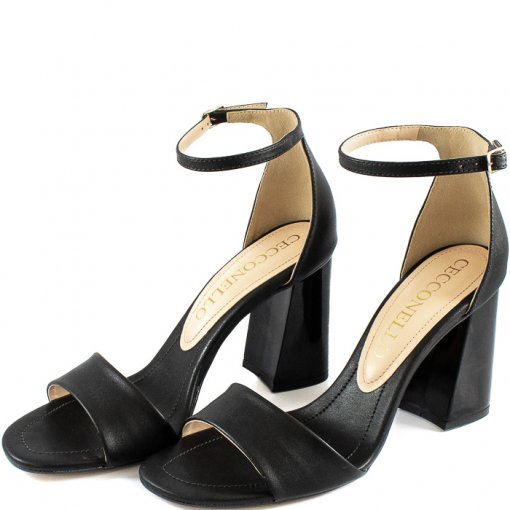 Sandália Feminina Salto Bloco Cecconello 14490002 - Couro Preto ...