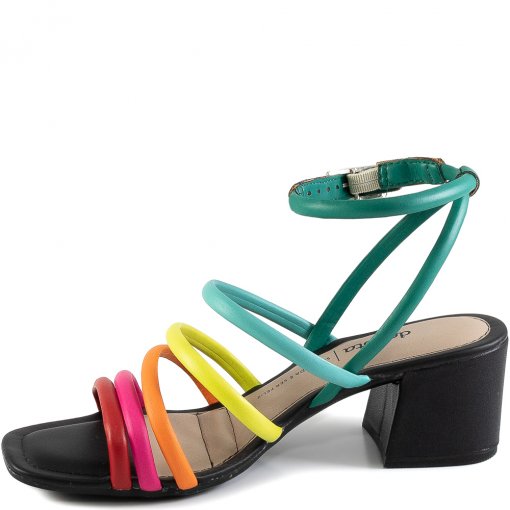 Sandália Feminina Tiras Multicolor Salto Bloco Dakota Z9741 - Preto ...