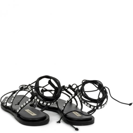 Sandália Rasteira Tiras Brilho Amarração Parô Cool 101605327 - Cetim ...