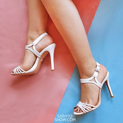 Sandália Salto Lines Couro Schutz S013871515 - Branco | Sapato Show