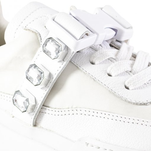 Tênis em Couro com Pedrarias Flatform Parô Cool 101575321 - Branco ...