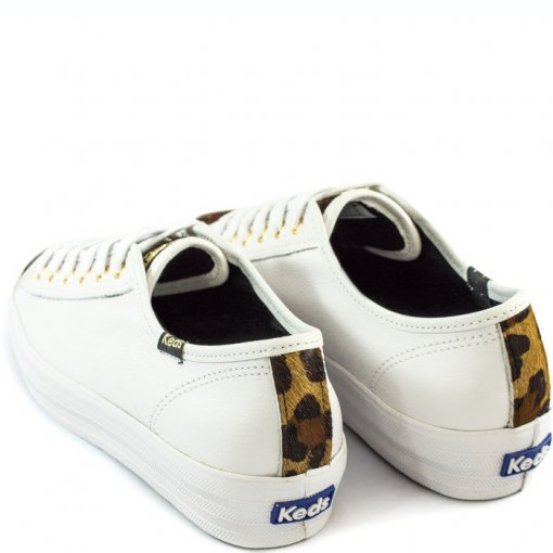 Tênis Flatform Keds Triple Kick Animal Print - Branco | Sapato Show