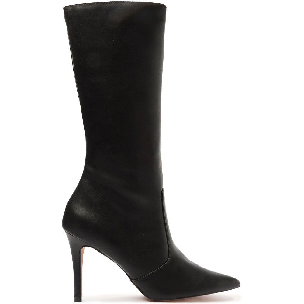 Bota Feminina Cano Médio Salto Fino My Shoes L852690001 - Couro Preto ...