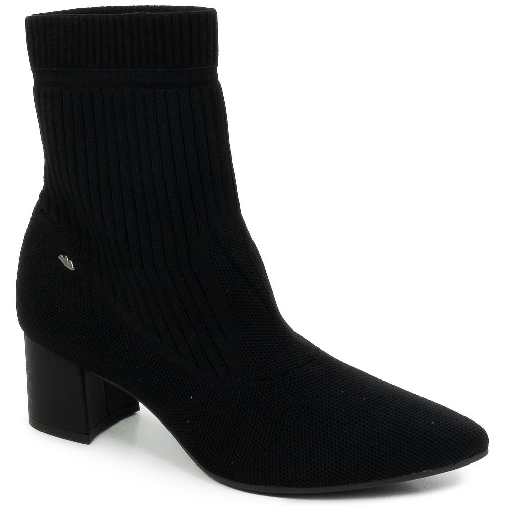 Bota Feminina Knit Bico Fino Salto Bloco Dakota Da272 - Preto | Sapato Show