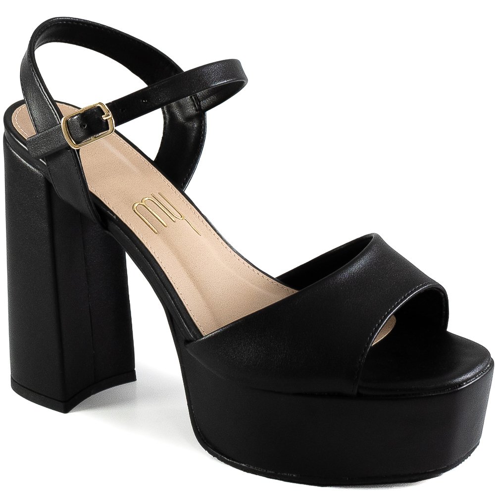 Sandália Meia Pata Bico Quadrado Verão My Shoes L850650017 - Preto ...