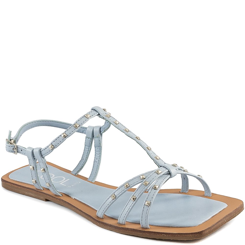 Sandália Rasteira Spikes Bico Quadrado Parô Cool 10085.4026 - Azul ...