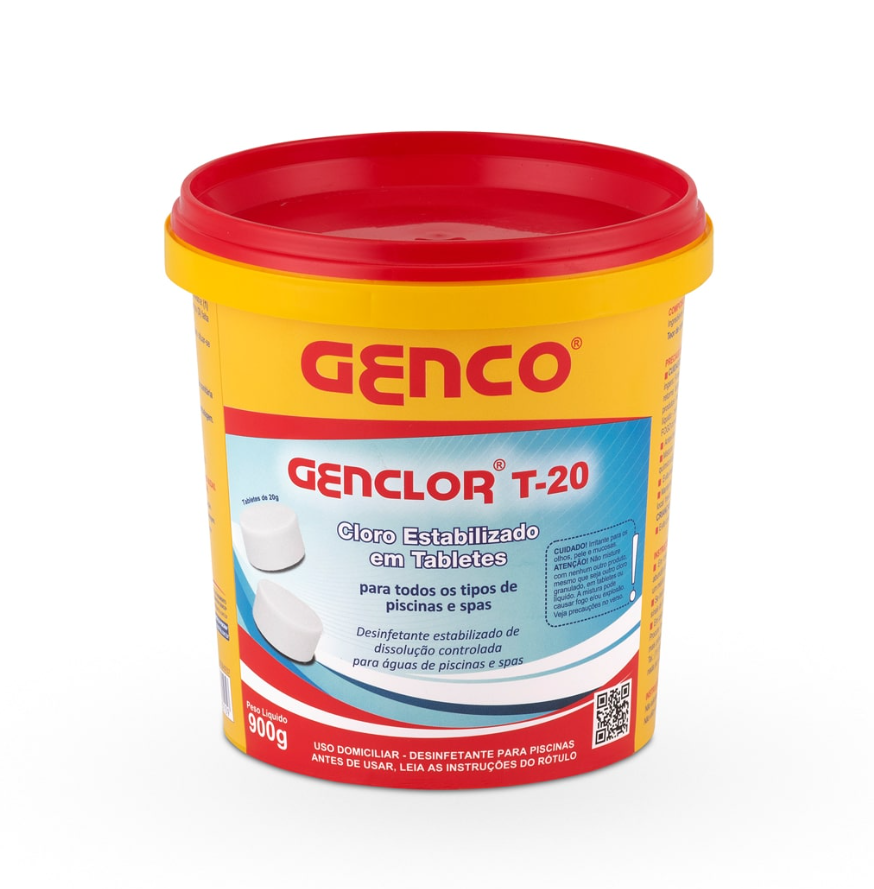 Pastilha de Cloro Estabilizado T-20 Genco 20 GR (Pote 900 GR)