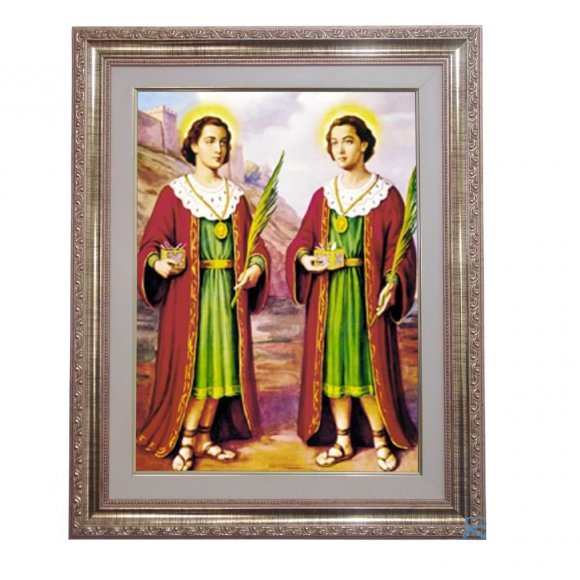 Quadro - São Cosme e Damião - 52 cm x 42 cm | SJO Artigos Religiosos