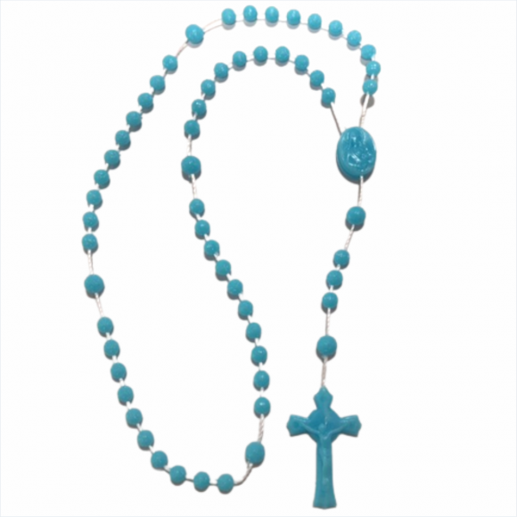Terço Botão de Rosa Opaco | Cor: Azul Azul | SJO Artigos Religiosos