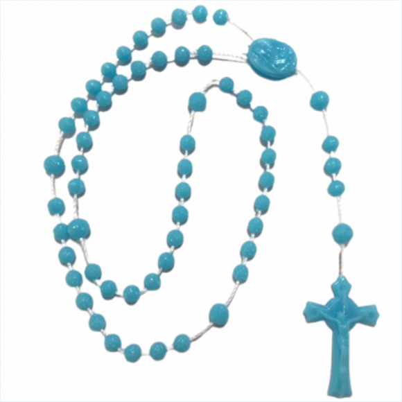 Terço Botão de Rosa Opaco | Cor: Azul Azul | SJO Artigos Religiosos