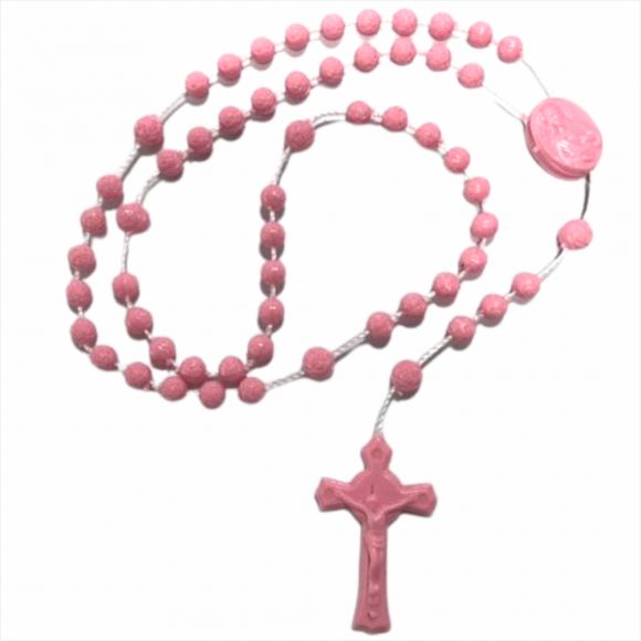 Terço Botão de Rosa Opaco | Cor: Rosa Rosa | SJO Artigos Religiosos