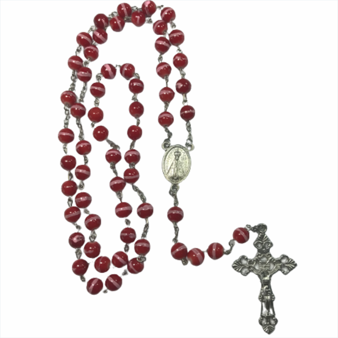 Terço Colorido com Embalagem Acrílica Redonda Vermelho | SJO Artigos ...