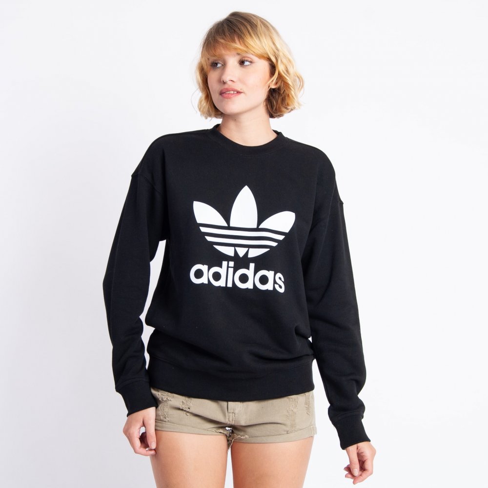 Blusa Moletom Trefoil Crew Preto Adidas Originals