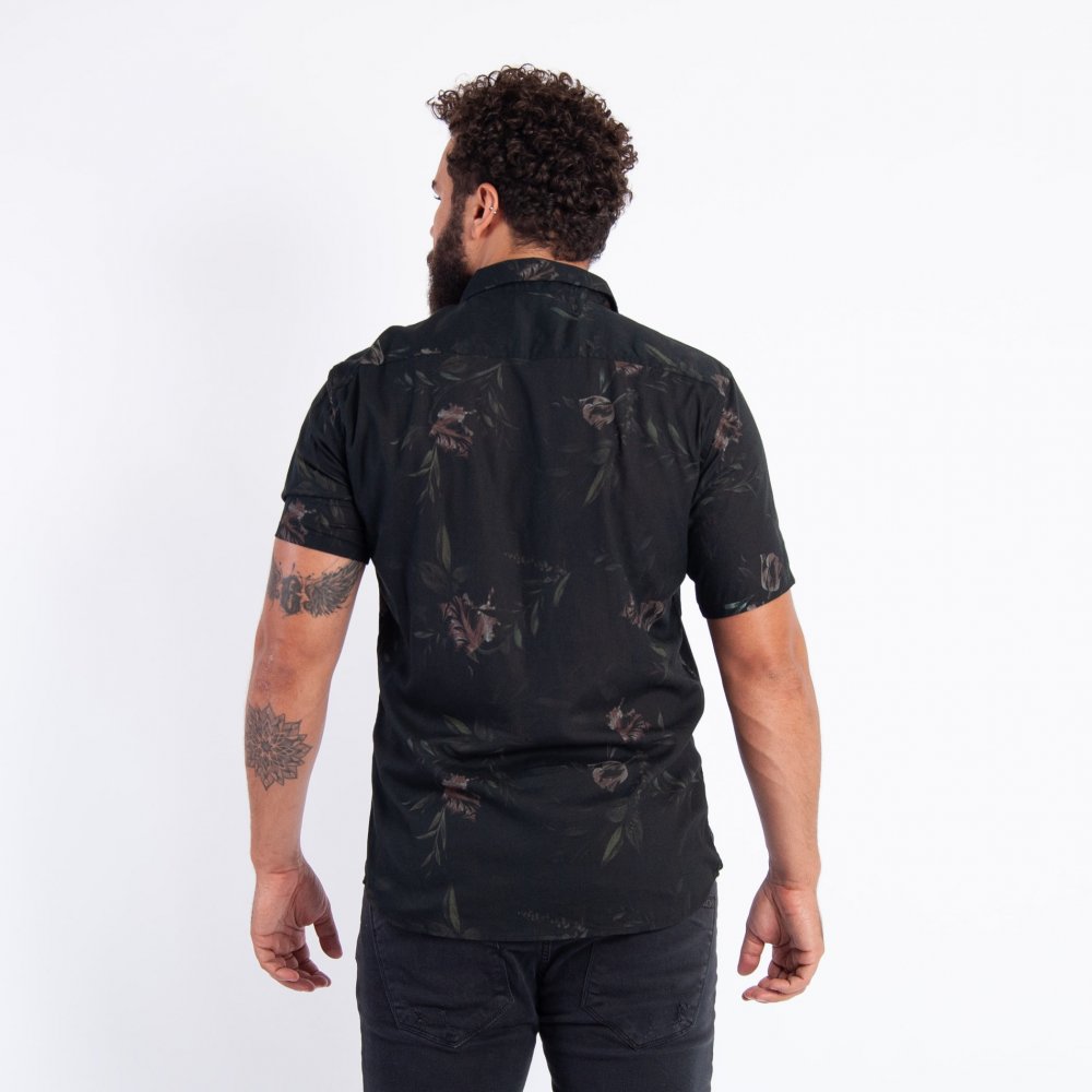 Camisa Viscose King E Joe Floral Preta