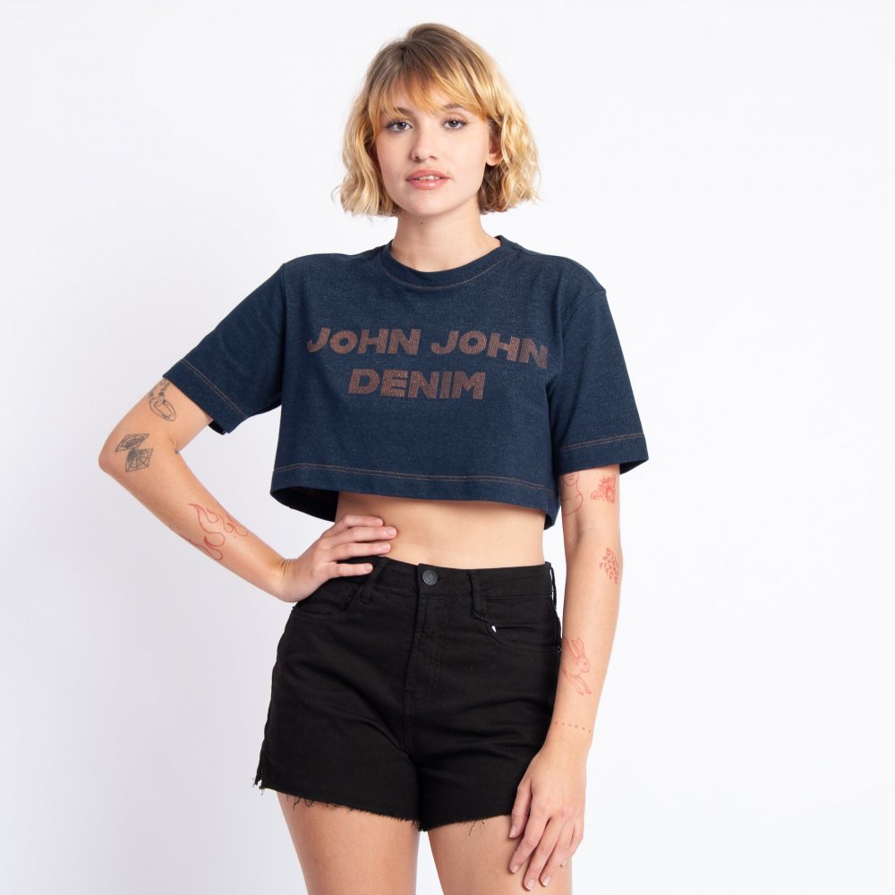 Camiseta Cropped Denim