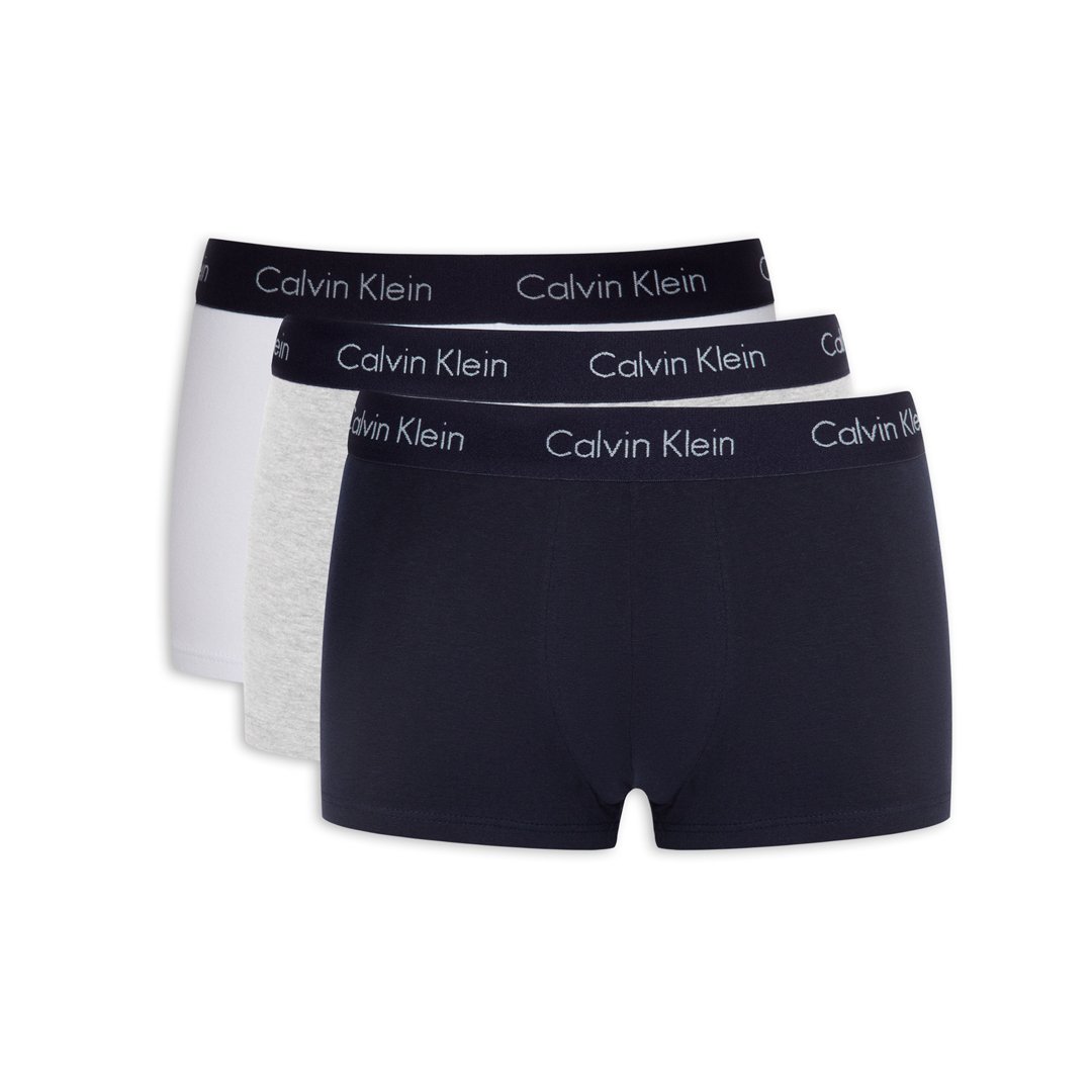 Kit 3 Cuecas Low Rise Trunk Azul Calvin Klein