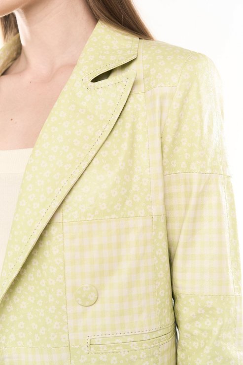 Studio Kalline - Blazer de Couro Pelica Chess Caps Lock