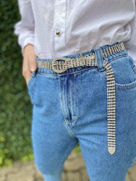 CINTO PRATA DE STRASS FIVELA OVAL 2010