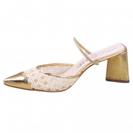 Mule Social Faccine Linda Couro Metal 9254 | Teffé Calçados