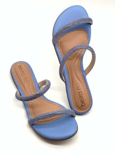 Flat Beira Rio 8384.652 preto creme jeans cristal nude