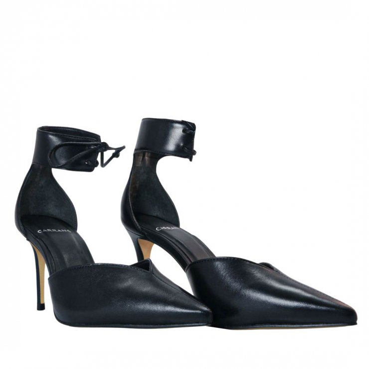 Sapato Carrano Scaprin Slingback Detail Salto Fino Couro Preto