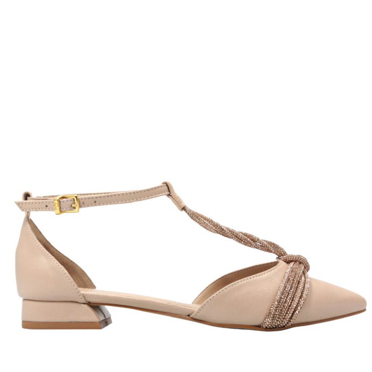 Sapato Maithe Bico Fino Strass Rose