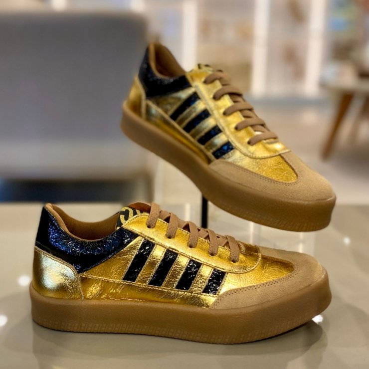 Tenis Orcade Couro Metalizado
