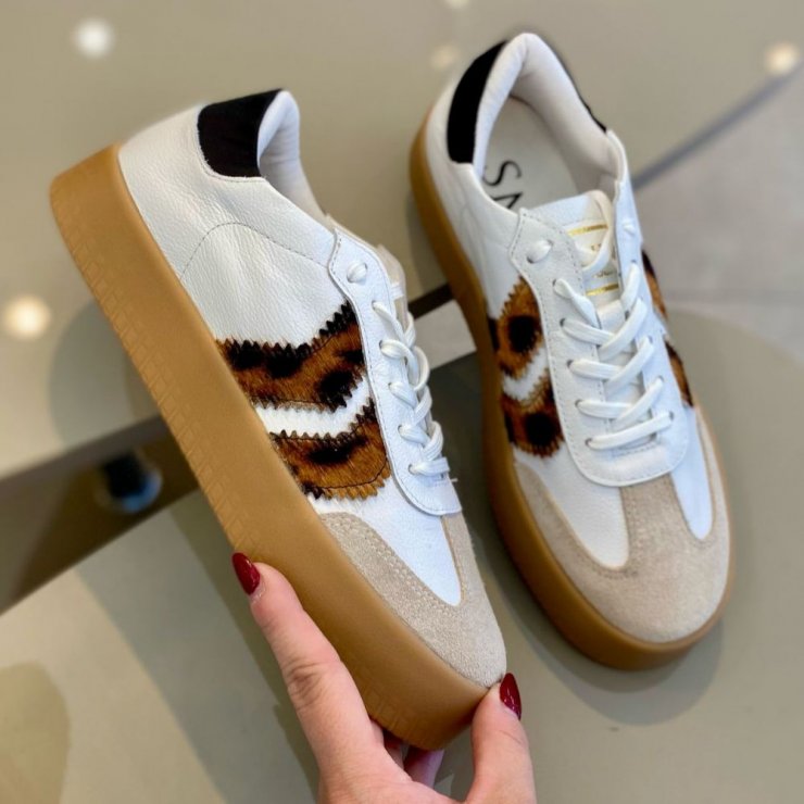 Tenis Smidt Shoes Couro Animal Print